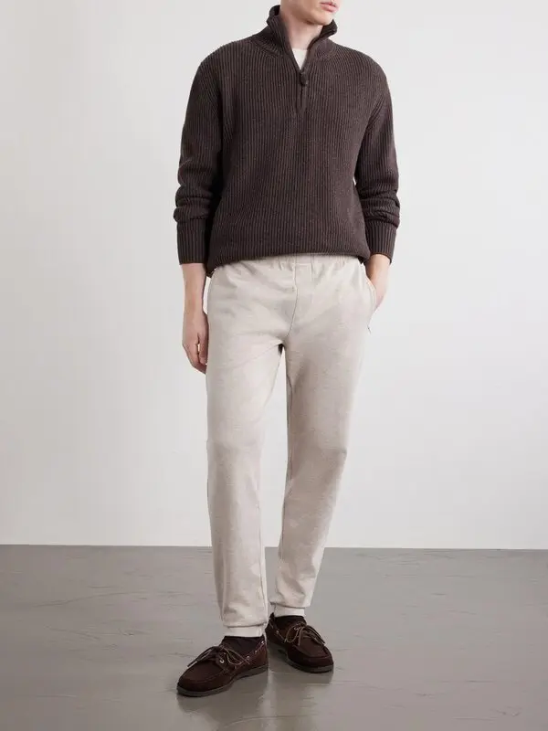 Orlebar Brown Struma Tapered Cotton-blend Jersey Sweatpants - Neutrals