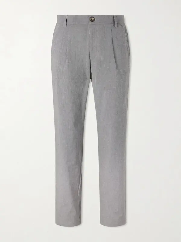 Oliver Peoples Morton Straight-leg Pleated Checked Cotton-blend Suit Trousers