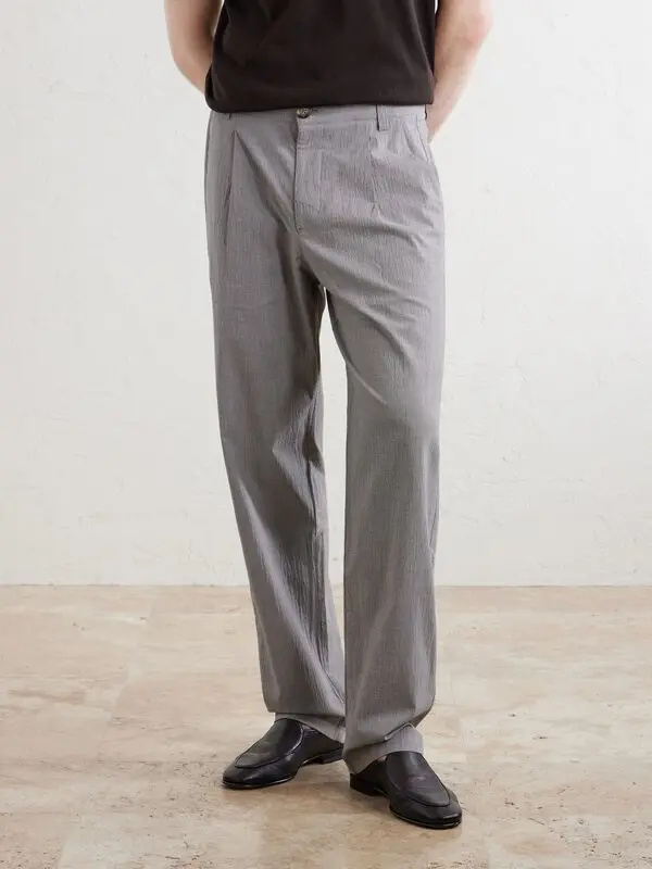 Oliver Peoples Morton Straight-leg Pleated Checked Cotton-blend Suit Trousers