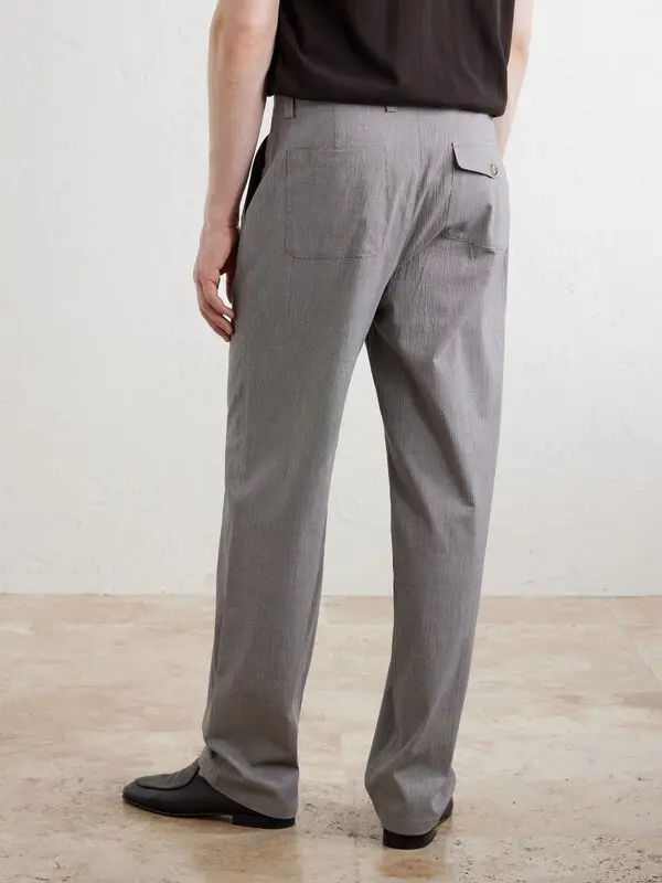 Oliver Peoples Morton Straight-leg Pleated Checked Cotton-blend Suit Trousers