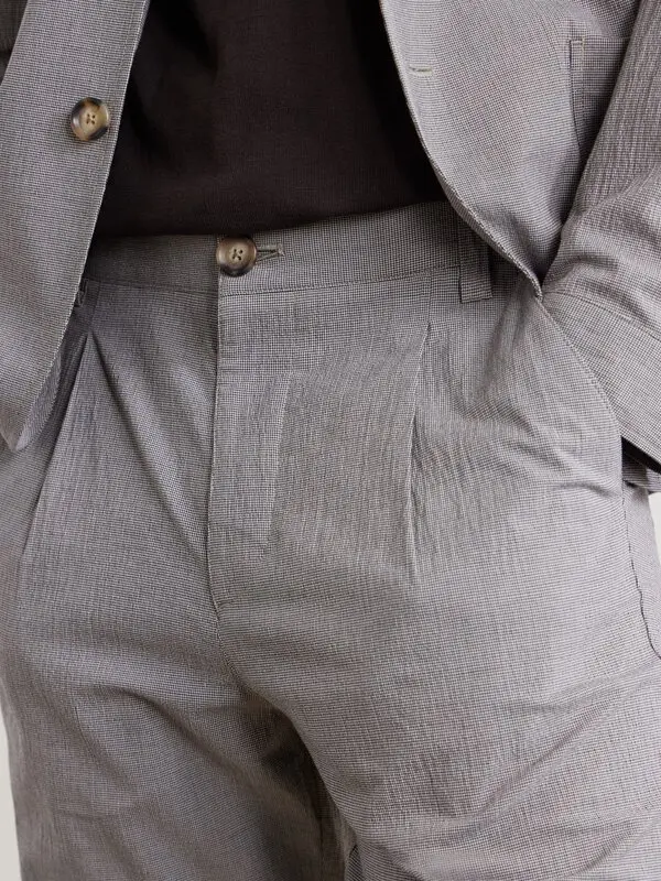 Oliver Peoples Morton Straight-leg Pleated Checked Cotton-blend Suit Trousers