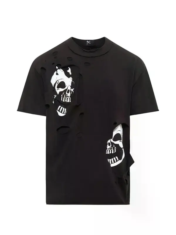 THUG CLUB Dead Inside Distressed Skull-print T-shirt - Black