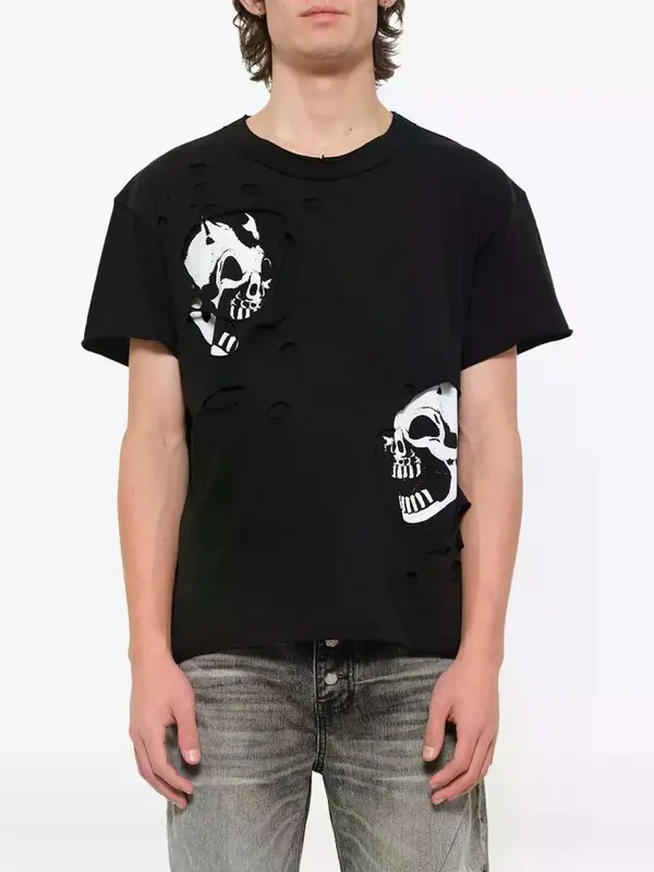 THUG CLUB Dead Inside Distressed Skull-print T-shirt