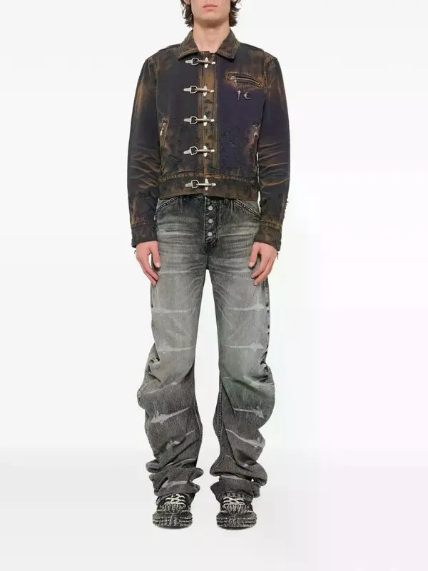 THUG CLUB Distressed Washed Denim Jacket