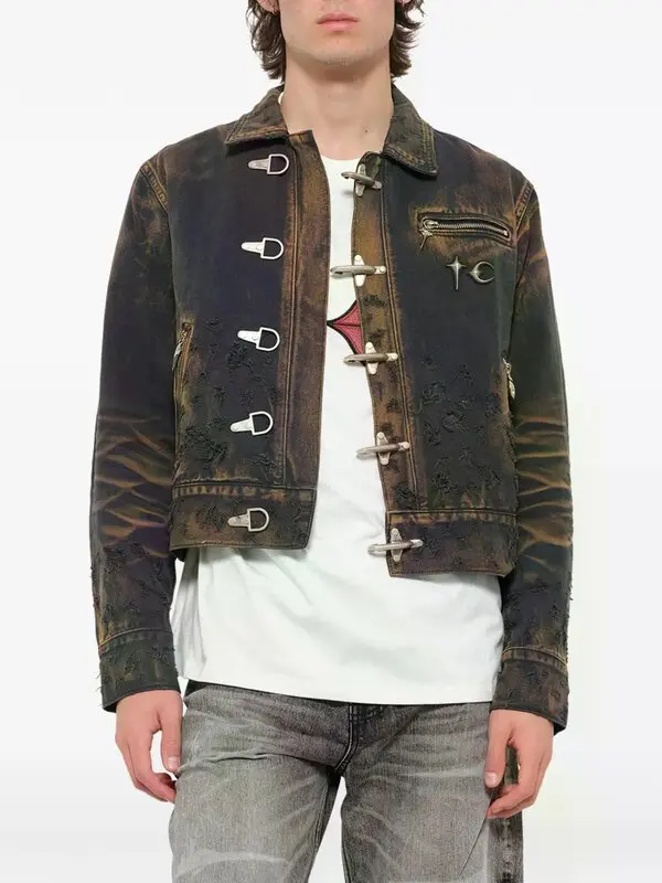 THUG CLUB Distressed Washed Denim Jacket