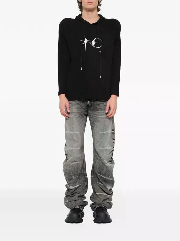 THUG CLUB Bulk Shoulder Waffle-knit Hoodie
