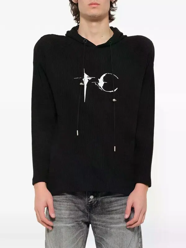 THUG CLUB Bulk Shoulder Waffle-knit Hoodie