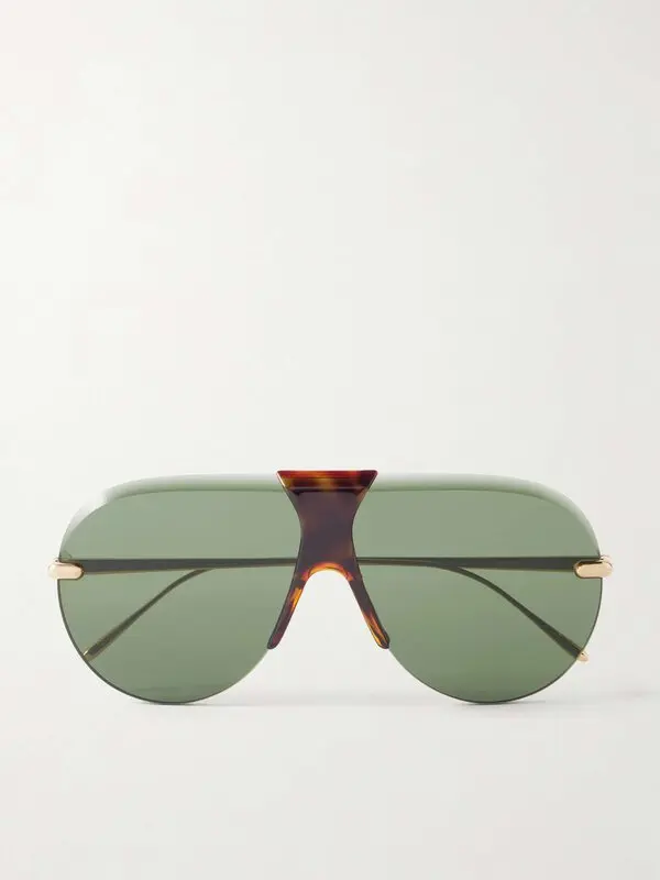 Loewe Aviator-style -tone And Tortoiseshell Acetate Sunglasses - Gold