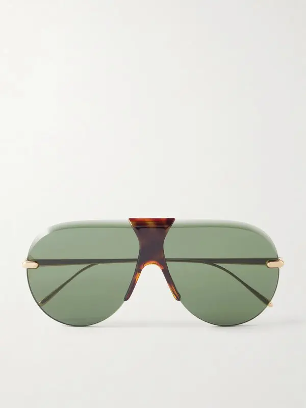 Loewe Tortoiseshell Acetate Aviator Sunglasses - Gold