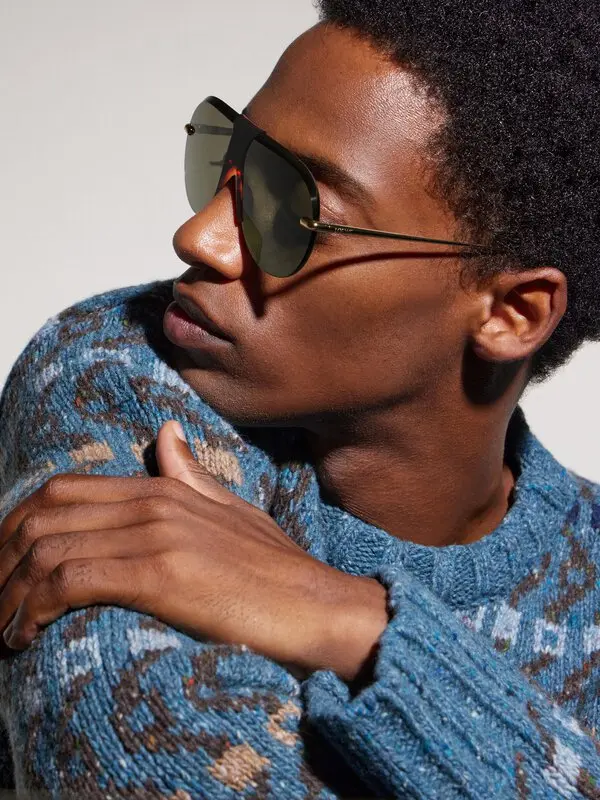 Loewe Tortoiseshell Acetate Aviator Sunglasses - Gold