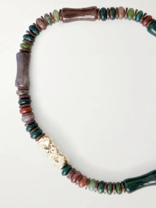 Luis Morais 14-karat Gold Agate Beaded Bracelet
