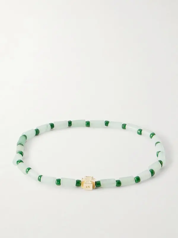 Luis Morais 14-karat Gold And Aventurine Beaded Bracelet - Green