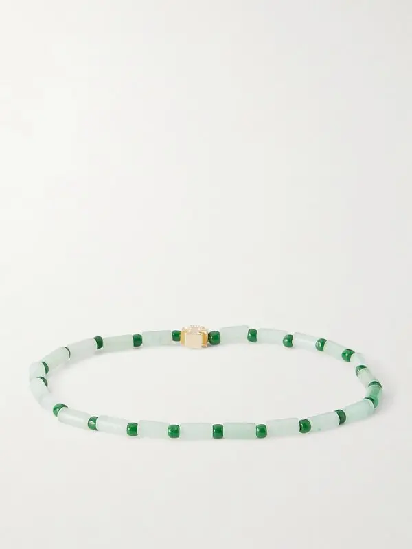 Luis Morais 14-karat Gold And Aventurine Beaded Bracelet
