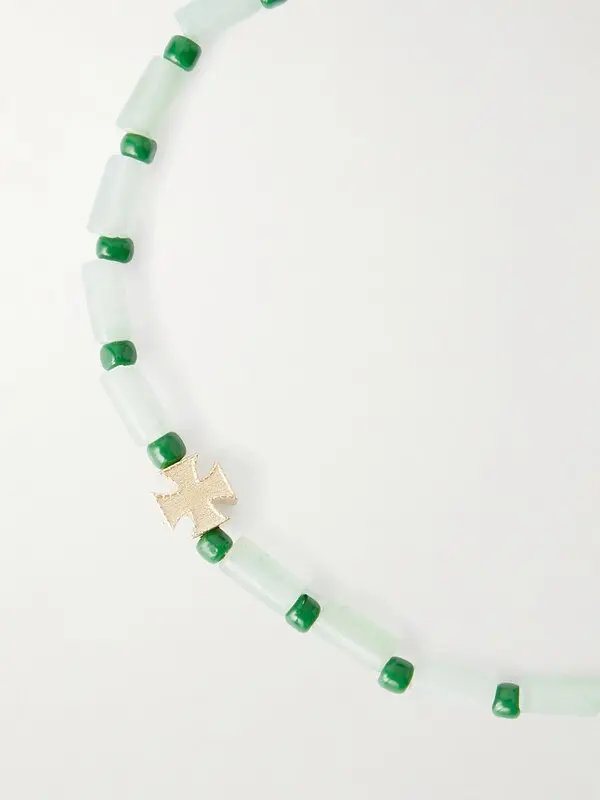 Luis Morais 14-karat Gold And Aventurine Beaded Bracelet