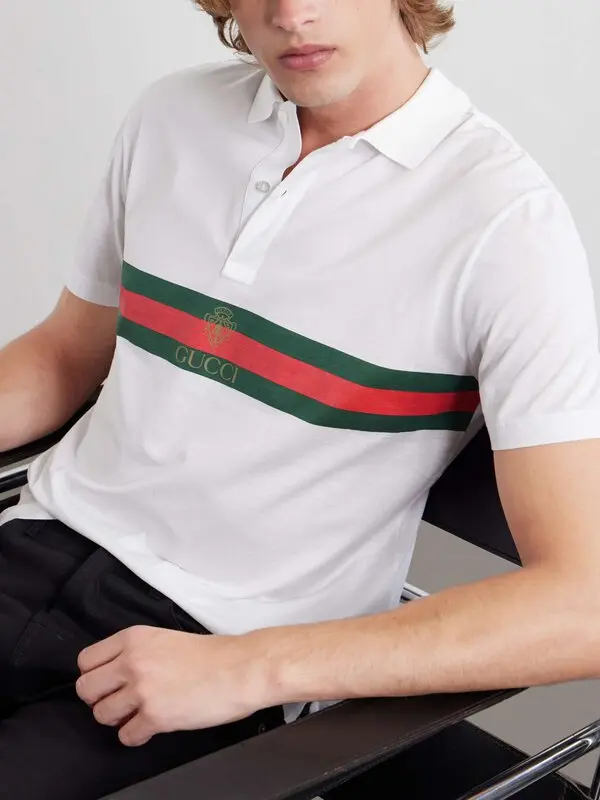 Gucci Logo-print Cotton-jersey Polo Shirt