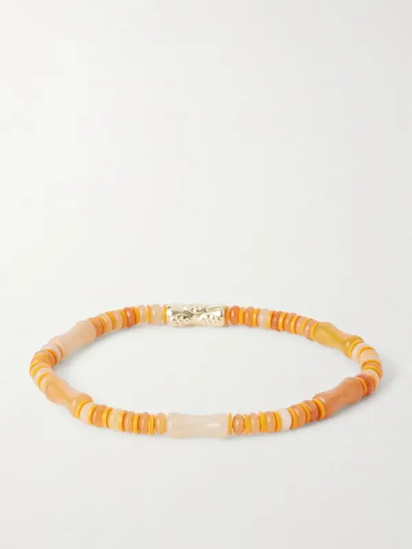 Luis Morais 14 Karat Gold Carnelian Beaded Bracelet