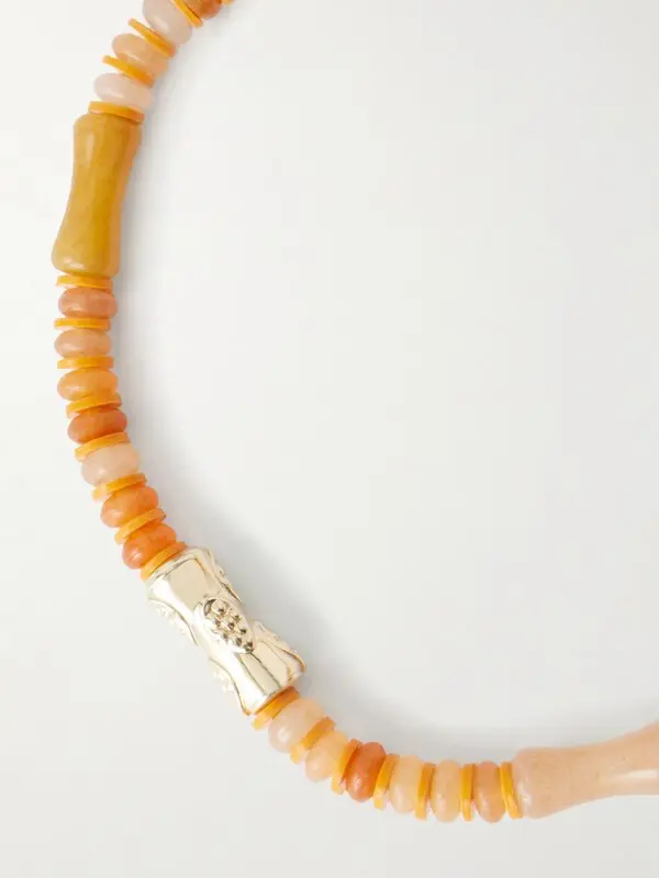 Luis Morais 14 Karat Gold Carnelian Beaded Bracelet