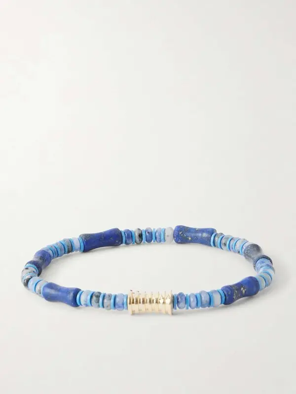 Luis Morais 14-karat Gold Lapis Lazuli Beaded Bracelet - Blue