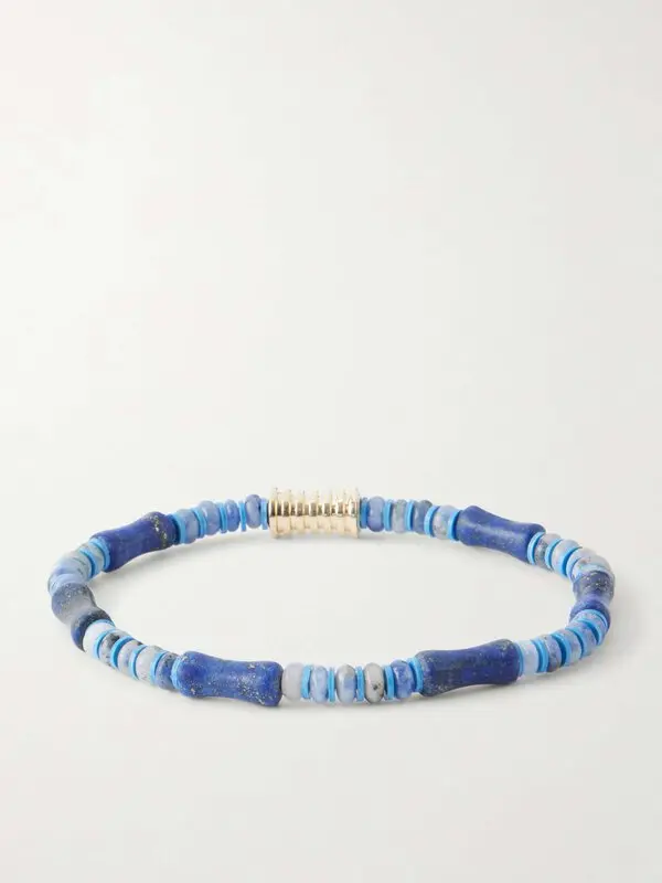 Luis Morais 14-karat Gold Lapis Lazuli Beaded Bracelet