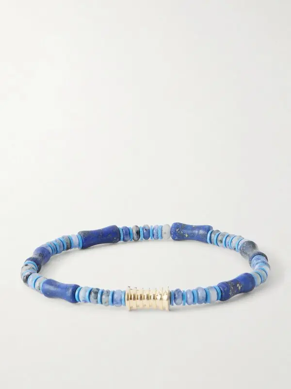 Luis Morais 14-karat Gold Lapis Lazuli Beaded Bracelet - Blue