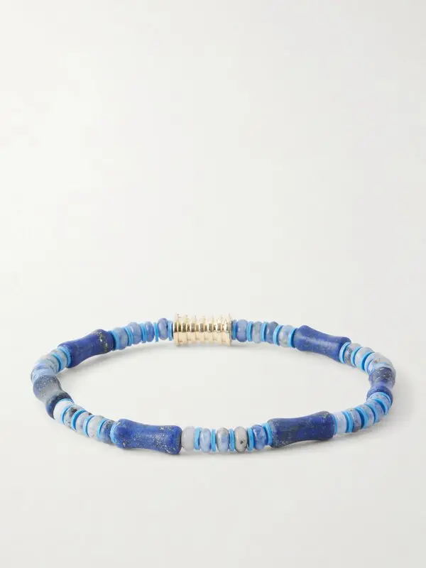 Luis Morais 14-karat Gold Lapis Lazuli Beaded Bracelet