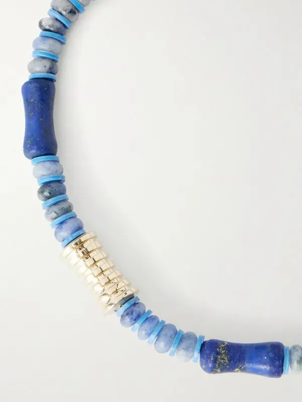 Luis Morais 14-karat Gold Lapis Lazuli Beaded Bracelet