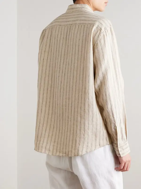 Nn07 Deon 5728 Striped Linen Shirt