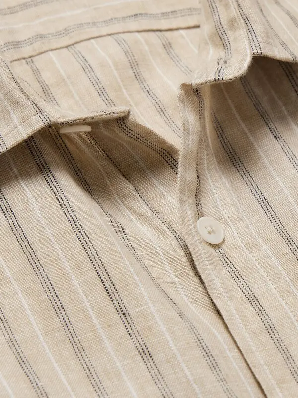 Nn07 Deon 5728 Striped Linen Shirt
