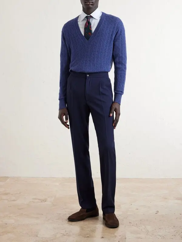 Dunhill Ribbed Cashmere V-neck Sweater