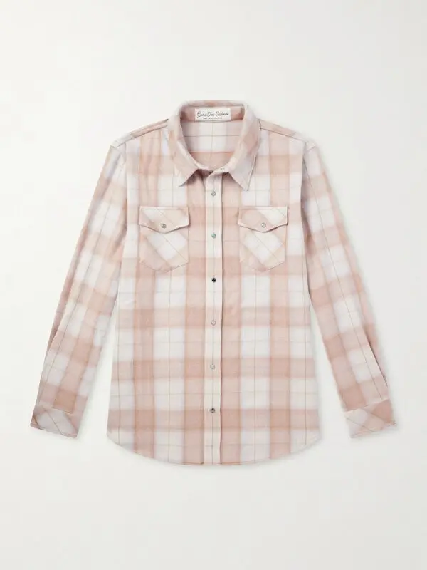 GOD'S TRUE CASHMERE Checked Cashmere Shirt - Neutrals