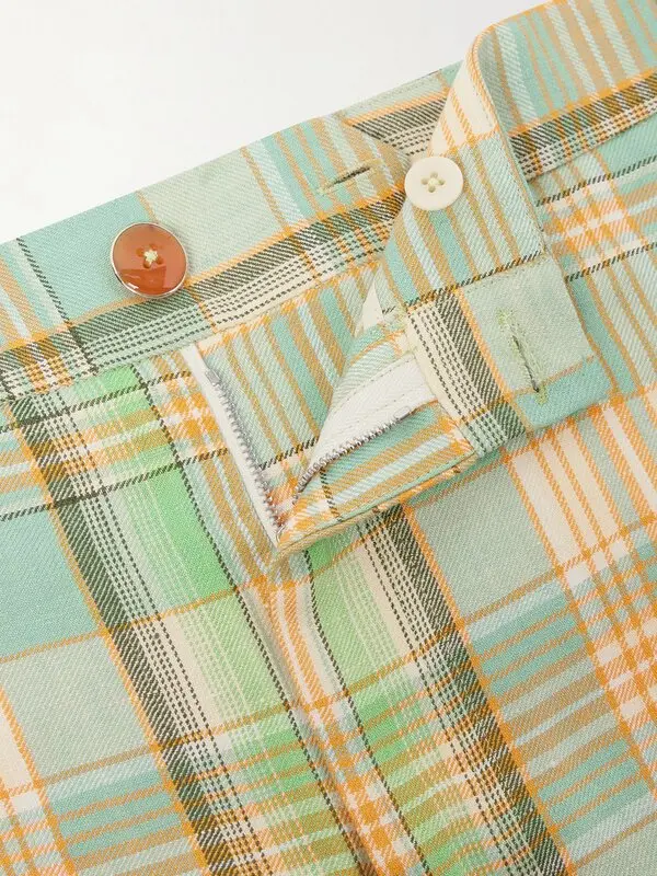 GOD'S TRUE CASHMERE Straight-leg Checked Linen Shorts