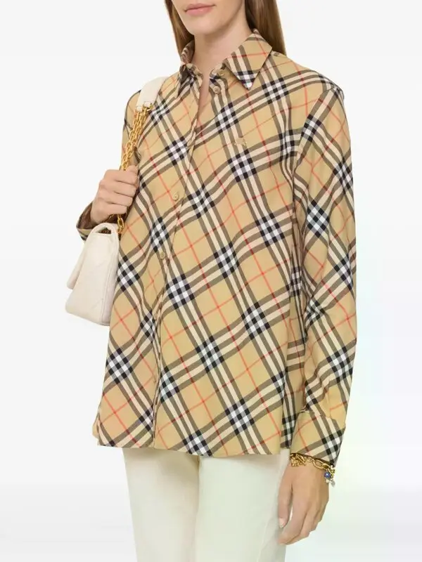 Burberry Check Equestrian Knight Motif Shirt - Neutrals