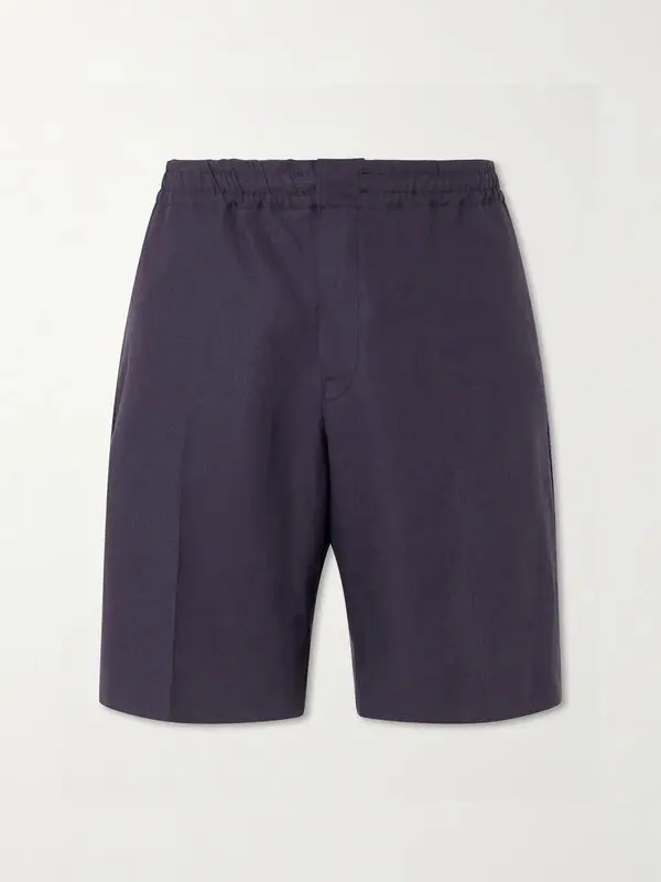 Zegna Oasi Straight-leg Linen Shorts - Blue