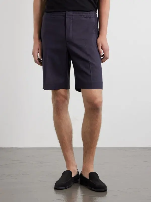 Zegna Oasi Straight-leg Linen Shorts - Blue