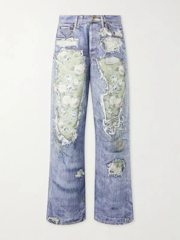 Acne Studios Wide-leg Jeans With Rose Print
