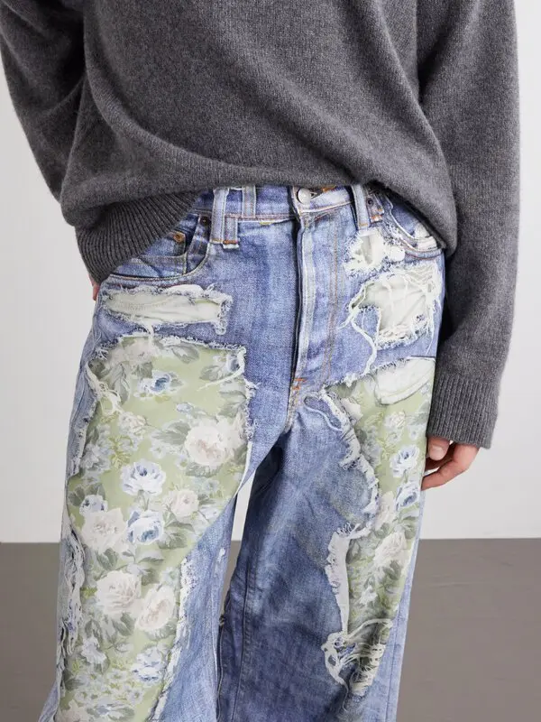 Acne Studios Rose-printed Wide-leg Cotton Jeans