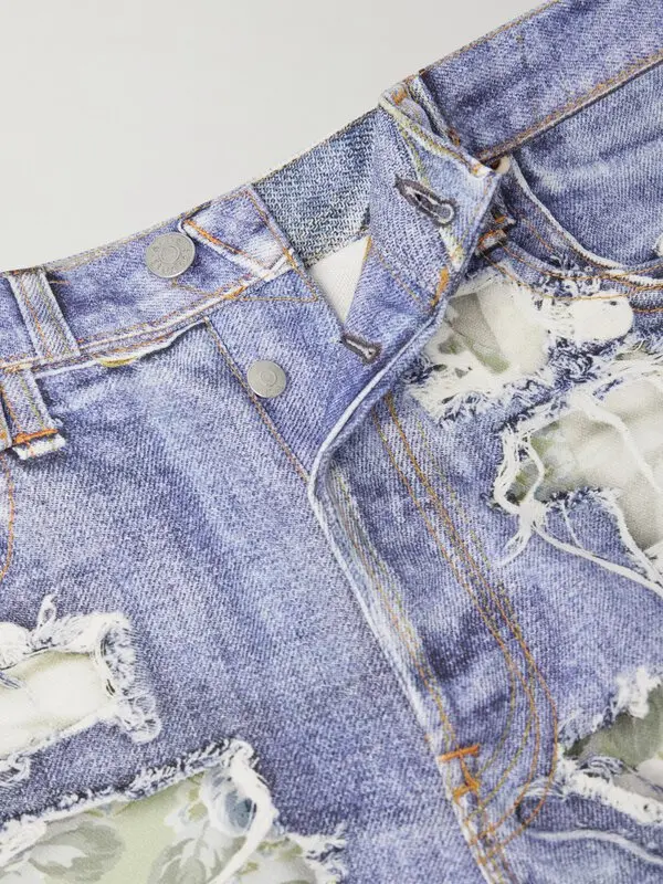 Acne Studios Rose-printed Wide-leg Cotton Jeans