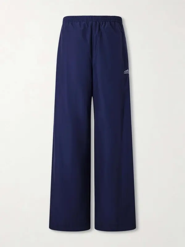 Balenciaga Wide-leg Logo-print Cotton-blend Sweatpants - Blue