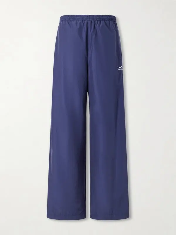 Balenciaga Wide-leg Logo-print Cotton-blend Sweatpants - Blue