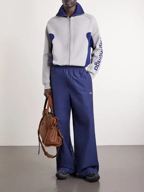 Balenciaga Wide-leg Logo-print Cotton-blend Sweatpants