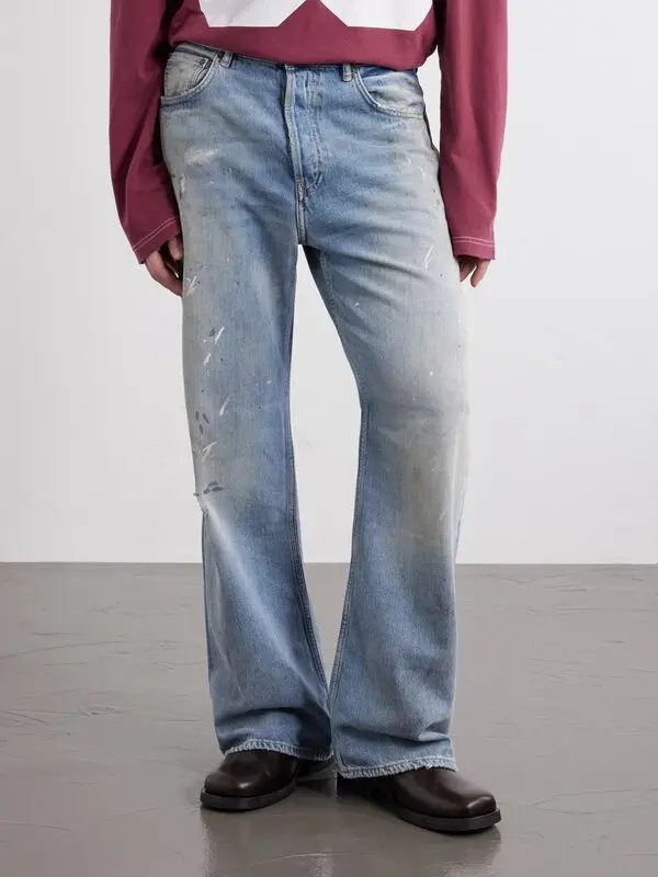 Acne Studios Stain-printed Straight-leg Cotton Jeans