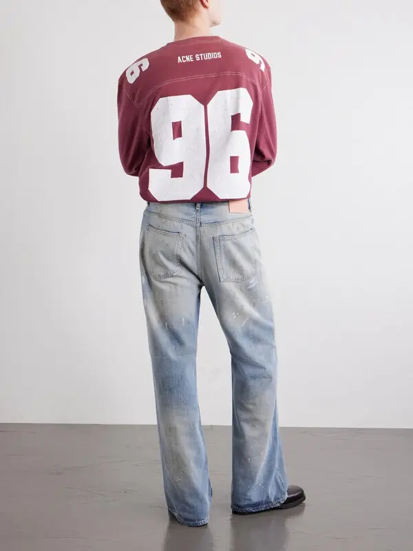 Acne Studios Stain-printed Straight-leg Cotton Jeans