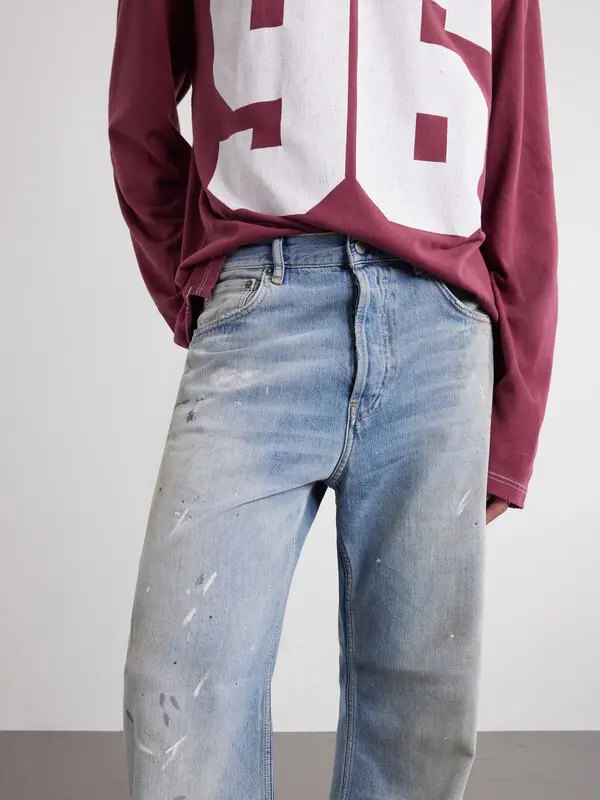 Acne Studios Stain-printed Straight-leg Cotton Jeans
