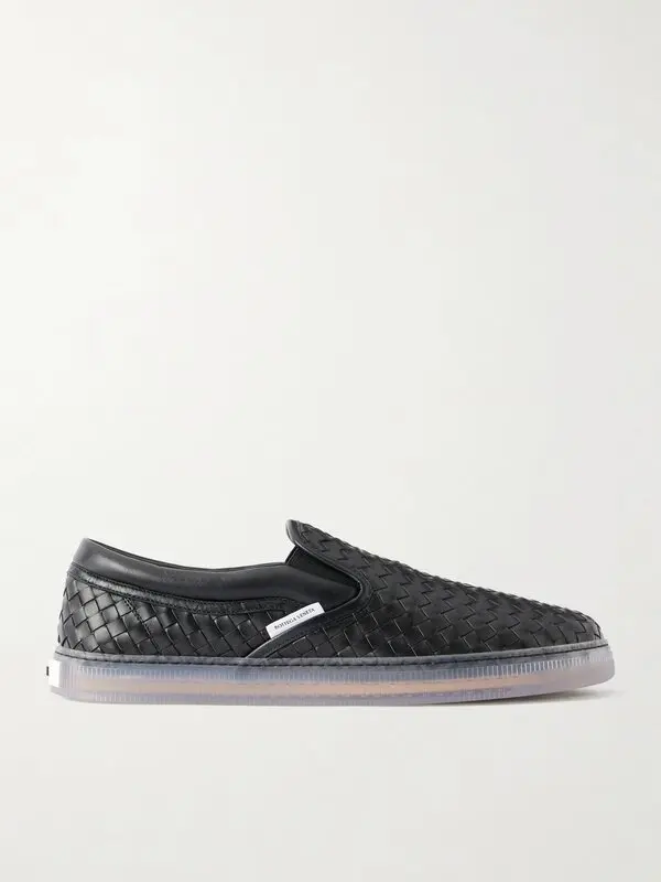 Bottega Veneta Serena Intrecciato Leather Loafers - Black