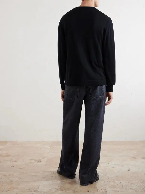 Officine Générale Merino Wool Crewneck Sweater - Black