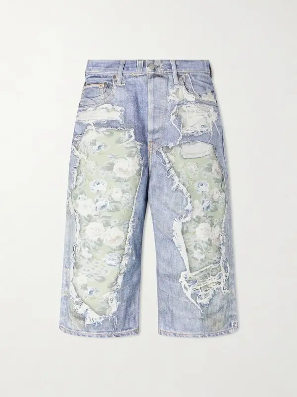 Acne Studios Judda Rose Printed Cotton Shorts