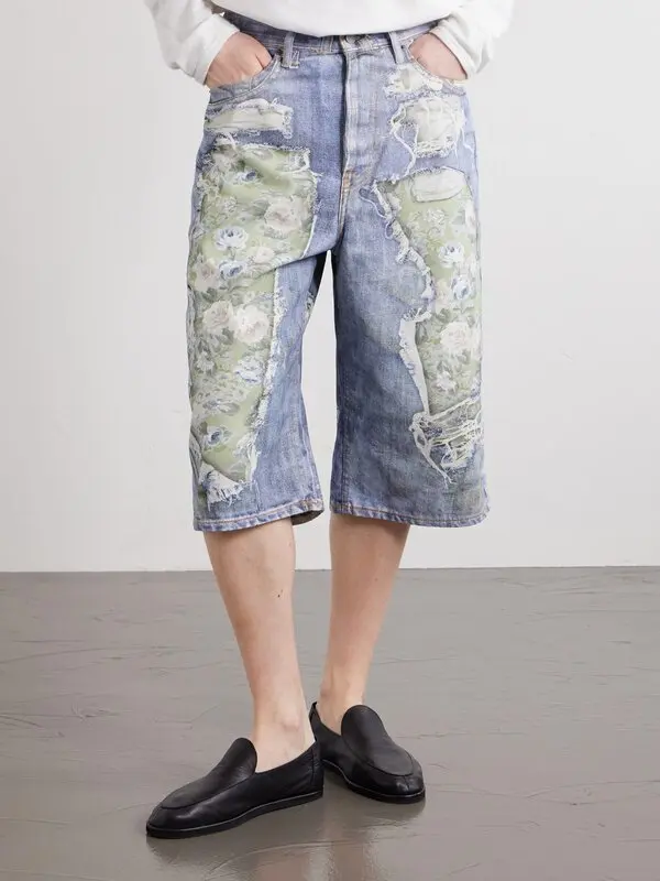 Acne Studios Judda Rose Printed Cotton Shorts