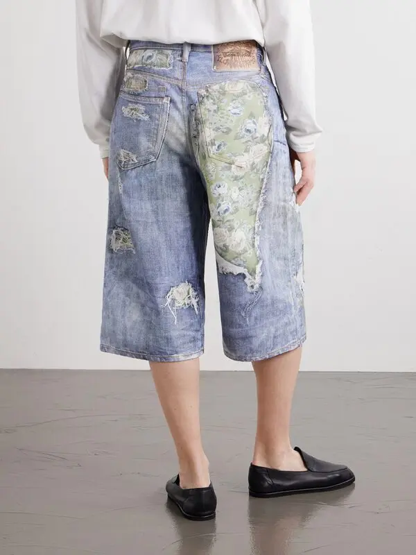 Acne Studios Judda Rose Printed Cotton Shorts