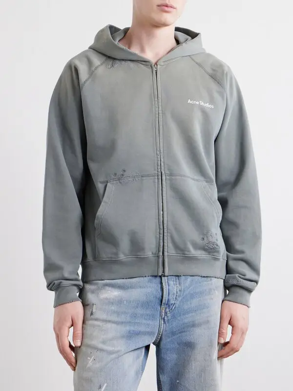 Acne Studios Embroidered Logo Zip Hoodie