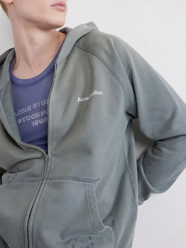 Acne Studios Embroidered Logo Zip Hoodie